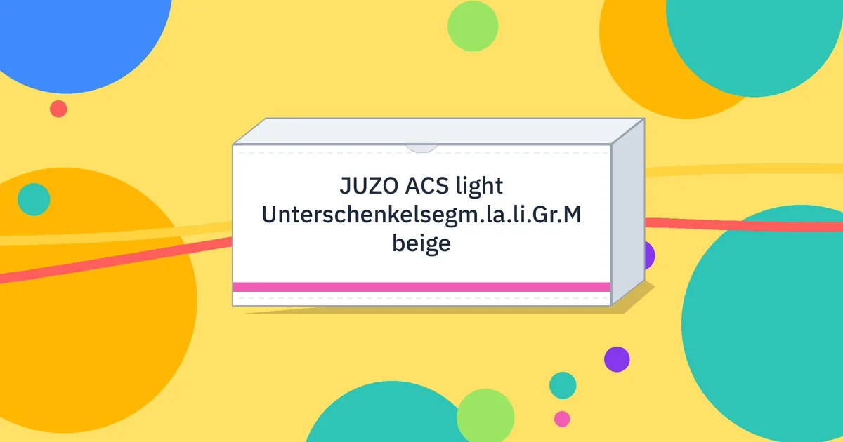 Symbolbild: Packung mit der Aufschrift JUZO ACS light Unterschenkelsegm.la.li.Gr.M beige (PZN 13885477) – Verfügbarkeit und Bezug in Apotheken in Frankfurt am Main