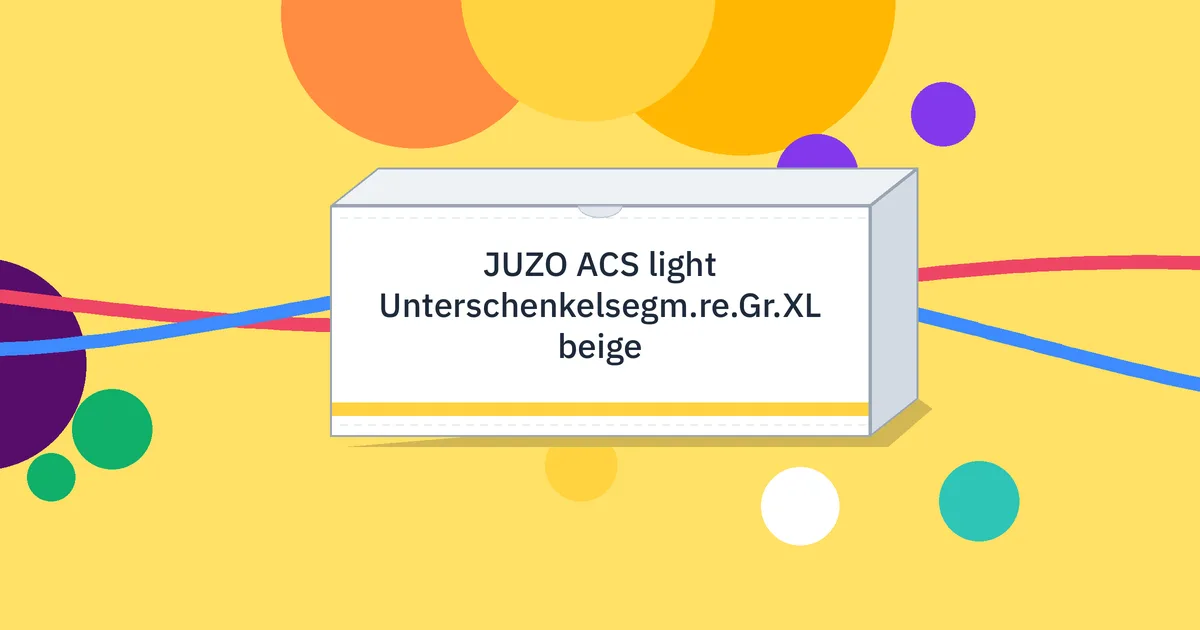 Symbolbild: Packung mit der Aufschrift JUZO ACS light Unterschenkelsegm.re.Gr.XL beige (PZN 13884986) – Verfügbarkeit und Bezug in Apotheken in Frankfurt am Main