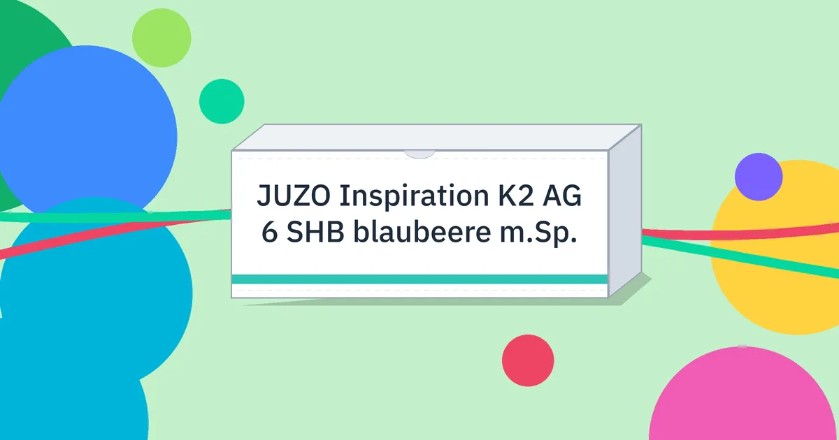 Symbolbild: Packung mit der Aufschrift JUZO Inspiration K2 AG 6 SHB blaubeere m.Sp. (PZN 14919505) – Verfügbarkeit und Bezug in Apotheken in Frankfurt am Main