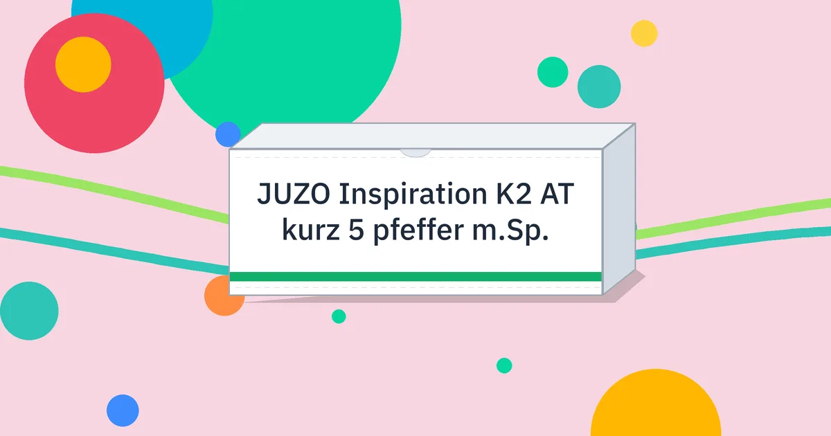 Symbolbild: Packung mit der Aufschrift JUZO Inspiration K2 AT kurz 5 pfeffer m.Sp. (PZN 14931593) – Verfügbarkeit und Bezug in Apotheken in Frankfurt am Main