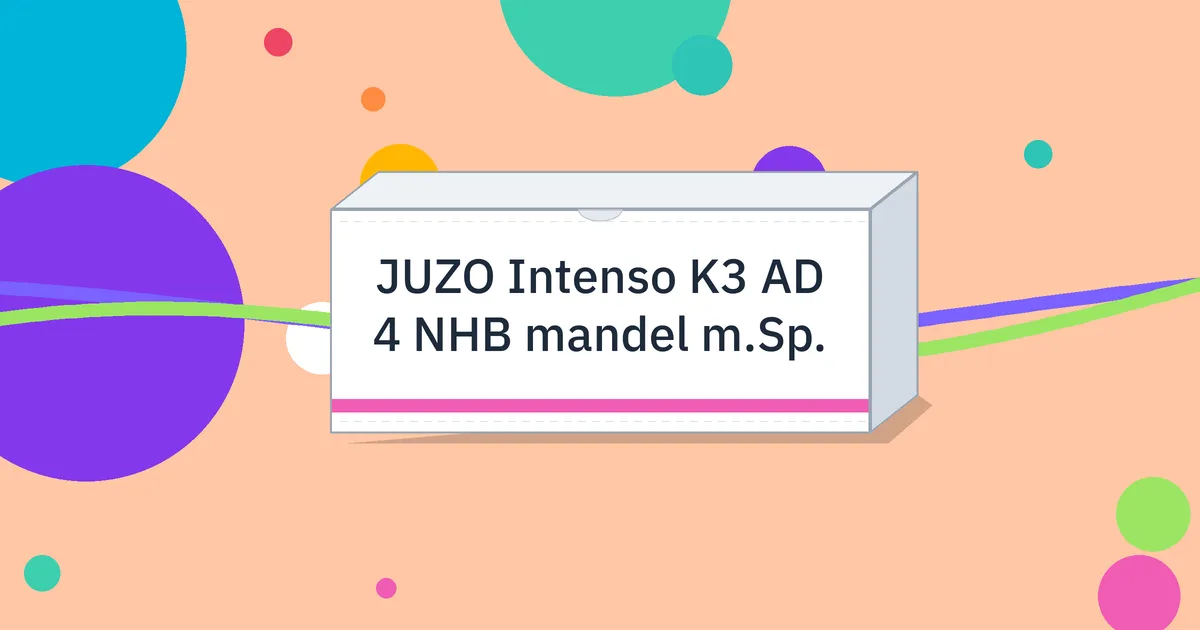 Symbolbild: Packung mit der Aufschrift JUZO Intenso K3 AD 4 NHB mandel m.Sp. (PZN 18631037) – Verfügbarkeit und Bezug in Apotheken in Frankfurt am Main
