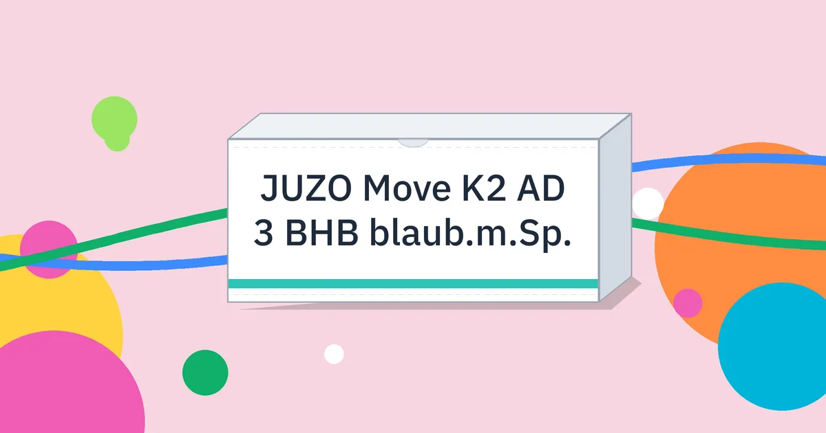 Symbolbild: Packung mit der Aufschrift JUZO Move K2 AD 3 BHB blaub.m.Sp. (PZN 18539260) – Verfügbarkeit und Bezug in Apotheken in Frankfurt am Main