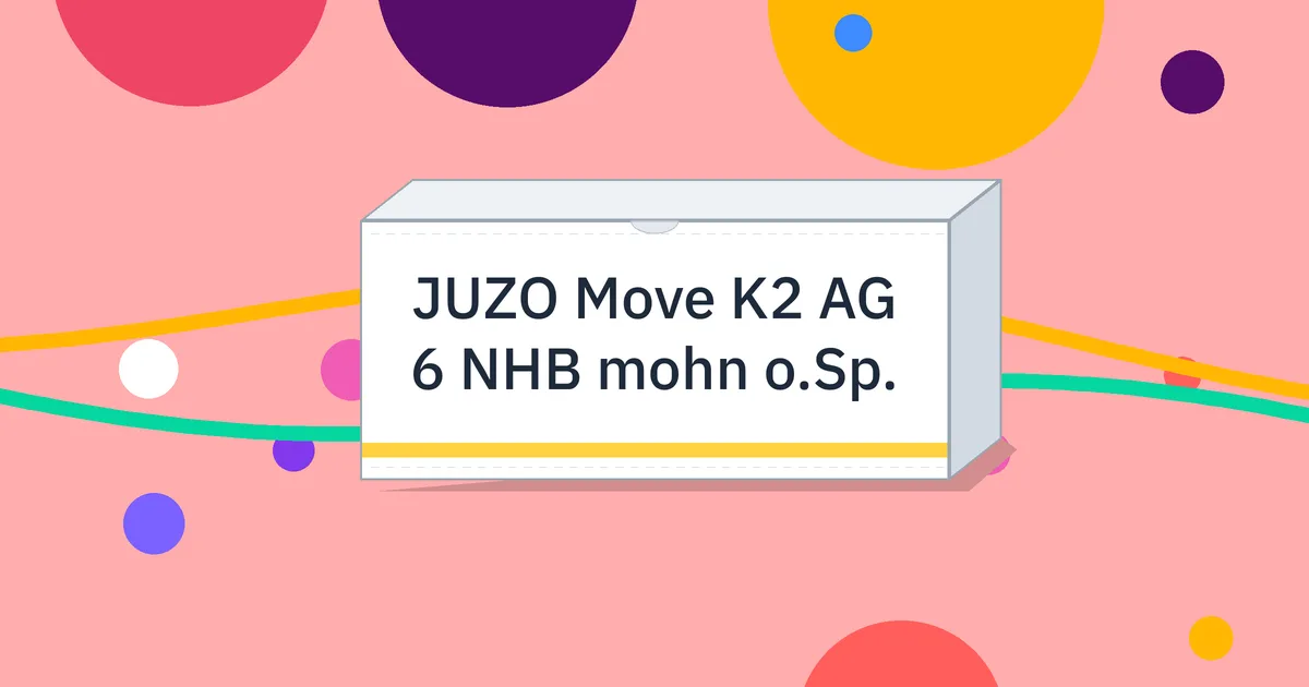 Symbolbild: Packung mit der Aufschrift JUZO Move K2 AG 6 NHB mohn o.Sp. (PZN 18557418) – Verfügbarkeit und Bezug in Apotheken in Frankfurt am Main