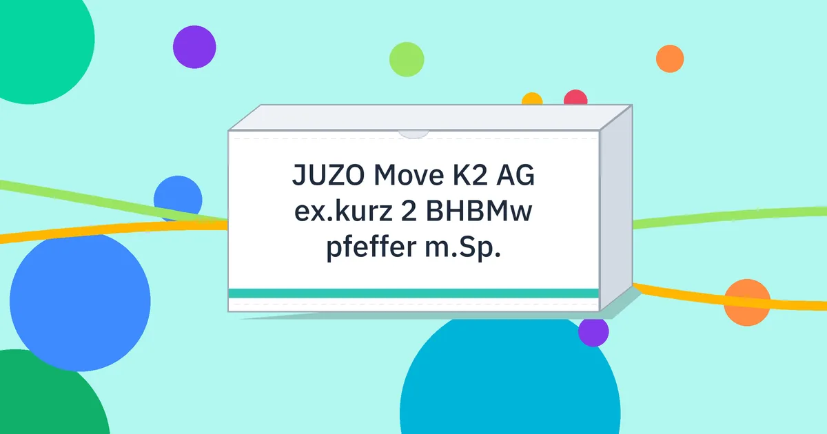 Symbolbild: Packung mit der Aufschrift JUZO Move K2 AG ex.kurz 2 BHBMw pfeffer m.Sp. (PZN 16650036) – Verfügbarkeit und Bezug in Apotheken in Frankfurt am Main
