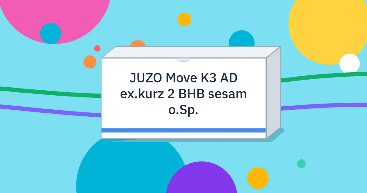 Symbolbild: Packung mit der Aufschrift JUZO Move K3 AD ex.kurz 2 BHB sesam o.Sp. (PZN 18570382) – Verfügbarkeit und Bezug in Apotheken in Frankfurt am Main
