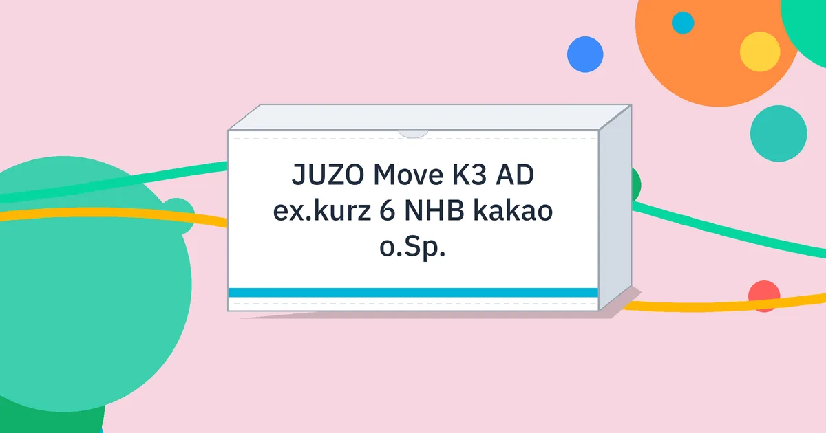 Symbolbild: Packung mit der Aufschrift JUZO Move K3 AD ex.kurz 6 NHB kakao o.Sp. (PZN 18574196) – Verfügbarkeit und Bezug in Apotheken in Frankfurt am Main