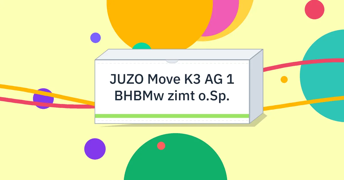 Symbolbild: Packung mit der Aufschrift JUZO Move K3 AG 1 BHBMw zimt o.Sp. (PZN 18578219) – Verfügbarkeit und Bezug in Apotheken in Frankfurt am Main