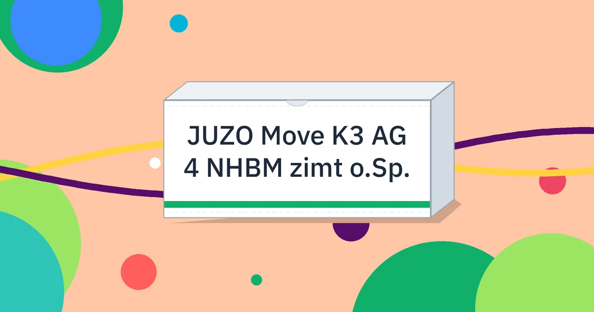 Symbolbild: Packung mit der Aufschrift JUZO Move K3 AG 4 NHBM zimt o.Sp. (PZN 18576752) – Verfügbarkeit und Bezug in Apotheken in Frankfurt am Main