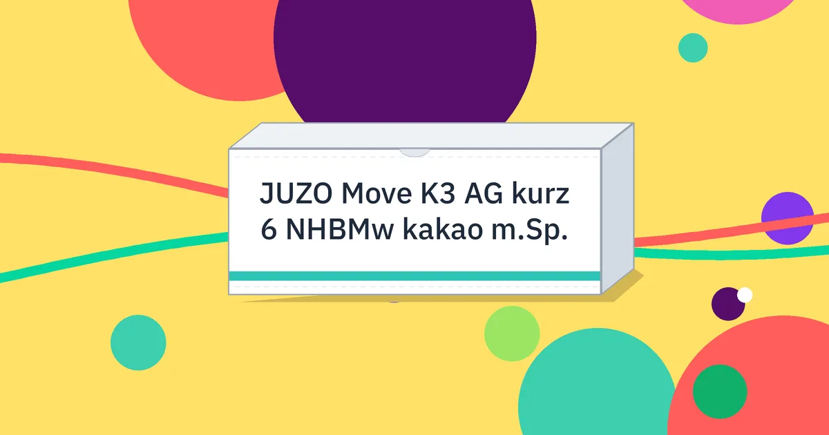Symbolbild: Packung mit der Aufschrift JUZO Move K3 AG kurz 6 NHBMw kakao m.Sp. (PZN 18590893) – Verfügbarkeit und Bezug in Apotheken in Frankfurt am Main