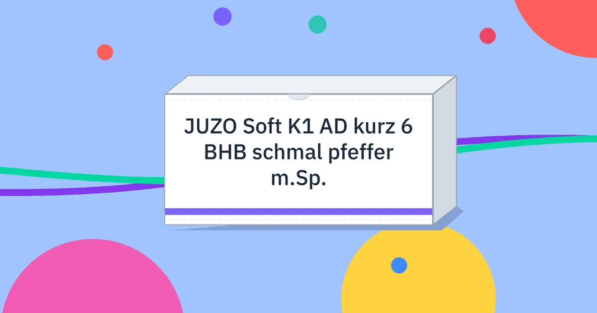 Symbolbild: Packung mit der Aufschrift JUZO Soft K1 AD kurz 6 BHB schmal pfeffer m.Sp. (PZN 15461534) – Verfügbarkeit und Bezug in Apotheken in Frankfurt am Main