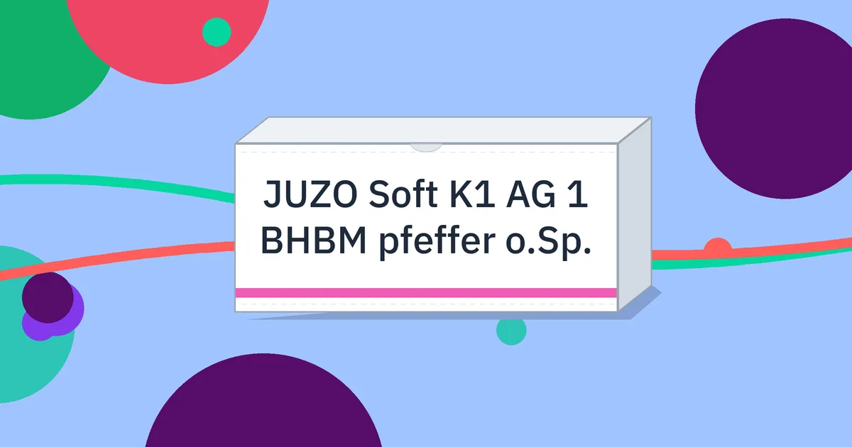 Symbolbild: Packung mit der Aufschrift JUZO Soft K1 AG 1 BHBM pfeffer o.Sp. (PZN 14856762) – Verfügbarkeit und Bezug in Apotheken in Frankfurt am Main