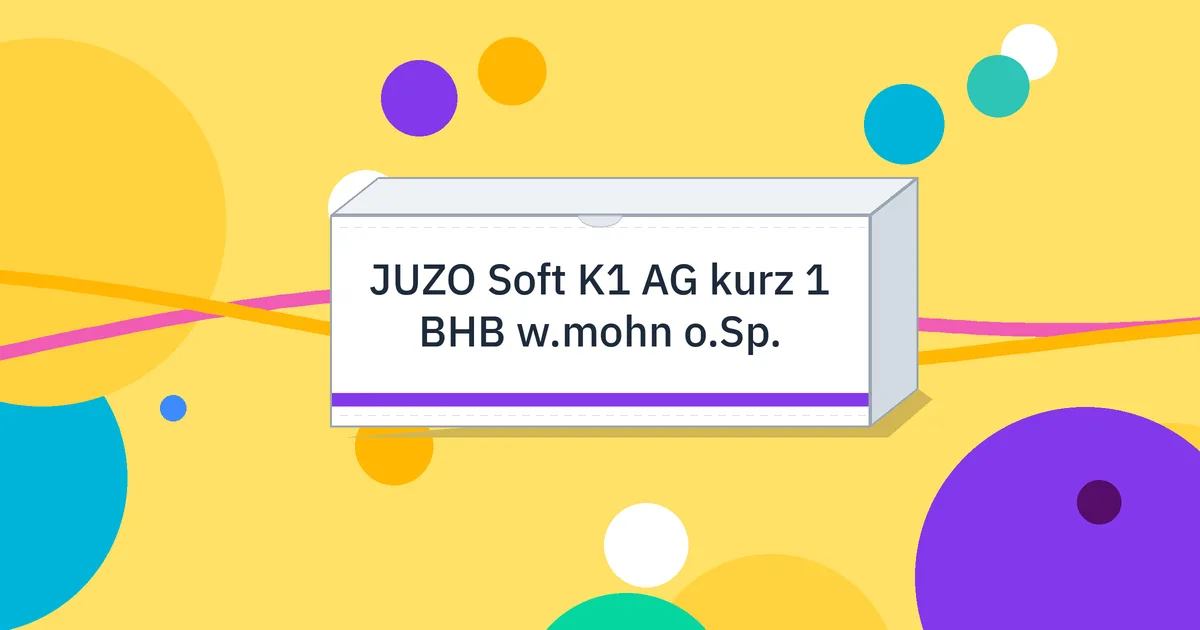 Symbolbild: Packung mit der Aufschrift JUZO Soft K1 AG kurz 1 BHB w.mohn o.Sp. (PZN 14838994) – Verfügbarkeit und Bezug in Apotheken in Frankfurt am Main