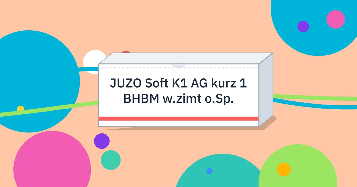 Symbolbild: Packung mit der Aufschrift JUZO Soft K1 AG kurz 1 BHBM w.zimt o.Sp. (PZN 14865382) – Verfügbarkeit und Bezug in Apotheken in Frankfurt am Main