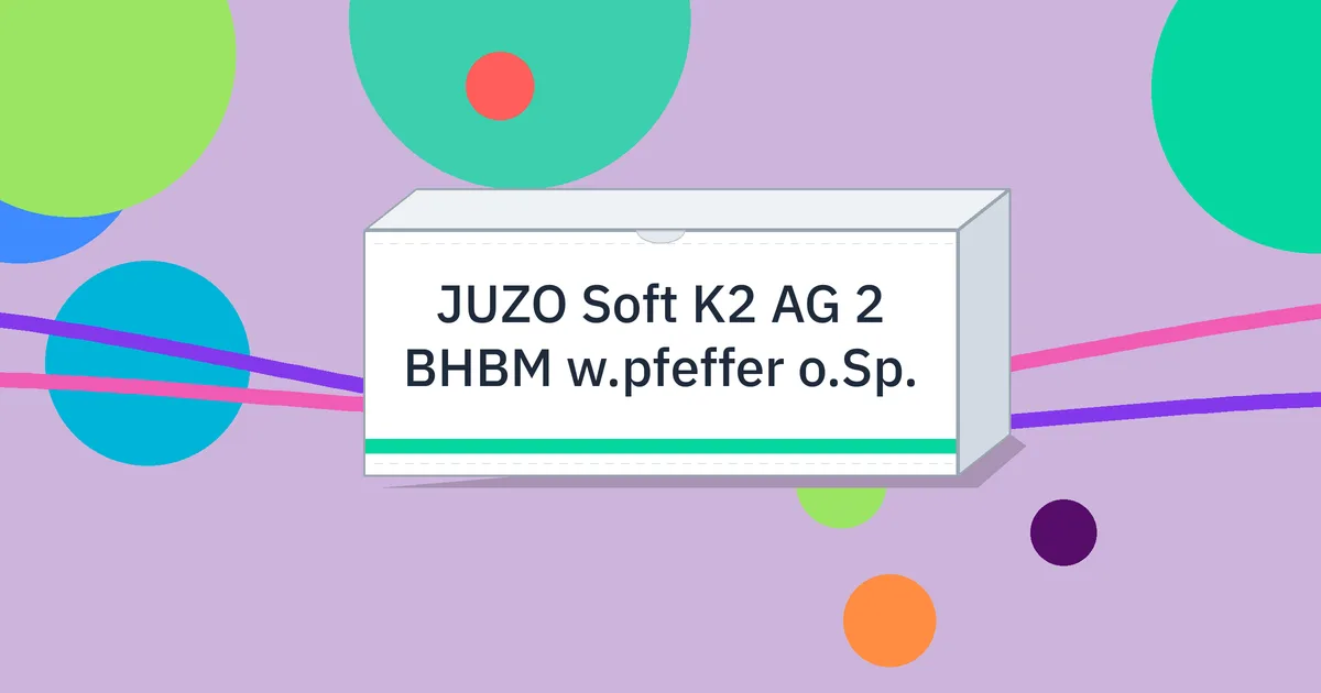 Symbolbild: Packung mit der Aufschrift JUZO Soft K2 AG 2 BHBM w.pfeffer o.Sp. (PZN 14868618) – Verfügbarkeit und Bezug in Apotheken in Frankfurt am Main
