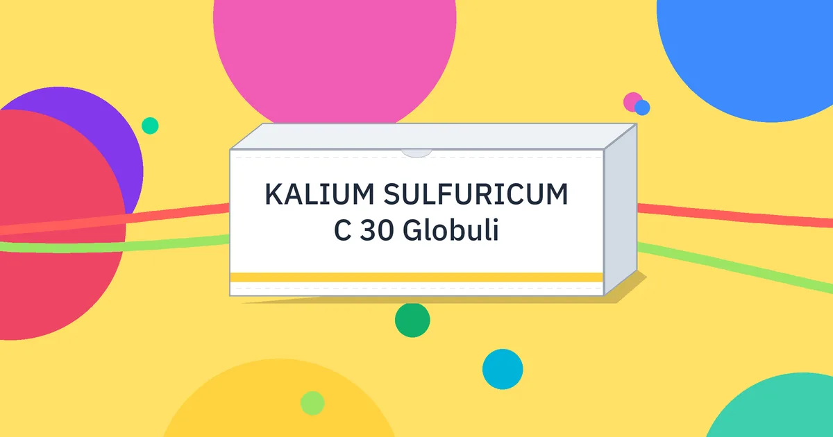 Symbolbild: Packung mit der Aufschrift KALIUM SULFURICUM C 30 Globuli (PZN 04223197) – Verfügbarkeit und Bezug in Apotheken in Frankfurt am Main