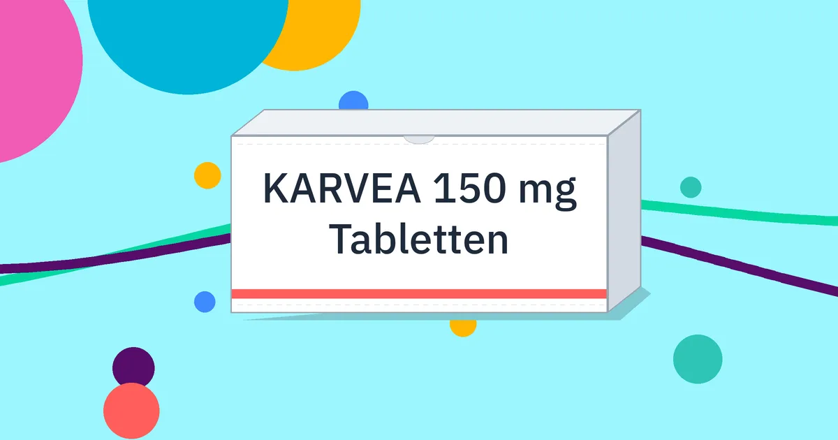 Symbolbild: Packung mit der Aufschrift KARVEA 150 mg Tabletten (PZN 17936906) – Verfügbarkeit und Bezug in Apotheken in Frankfurt am Main