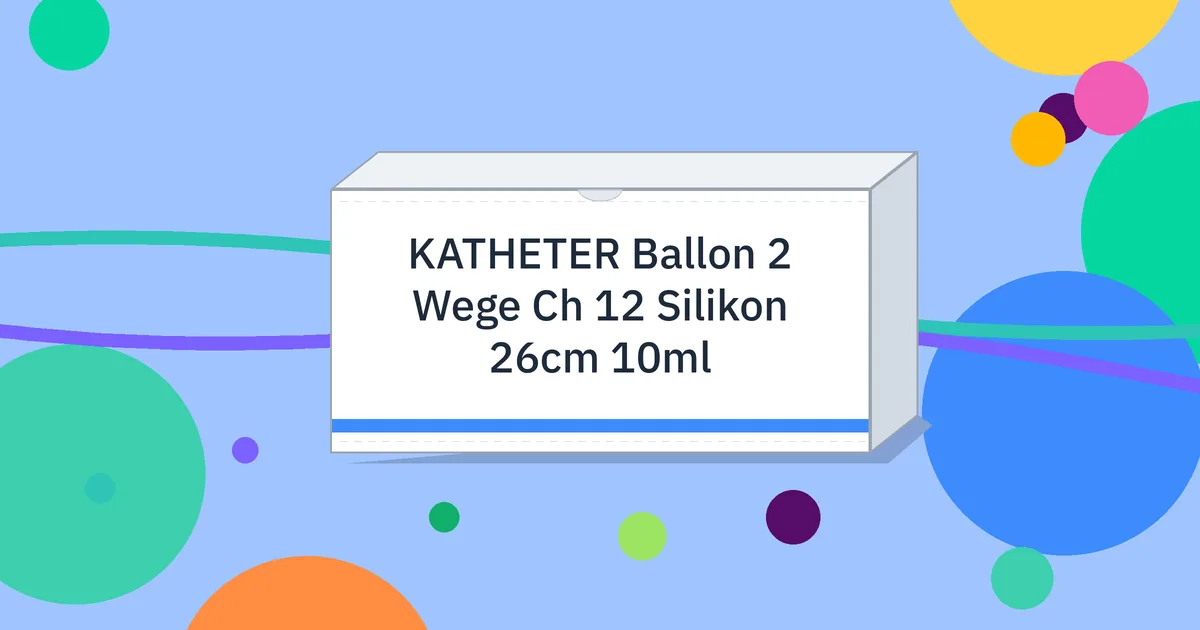 Symbolbild: Packung mit der Aufschrift KATHETER Ballon 2 Wege Ch 12 Silikon 26cm 10ml (PZN 06902413) – Verfügbarkeit und Bezug in Apotheken in Frankfurt am Main
