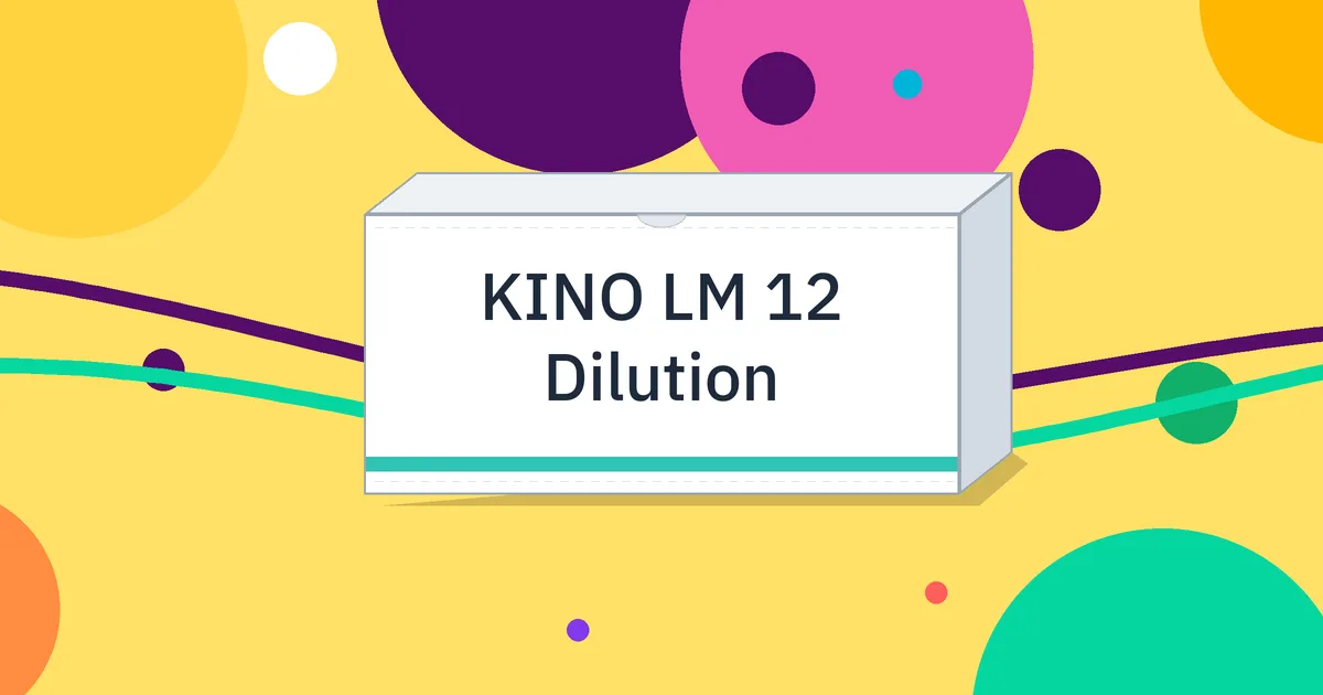 Symbolbild: Packung mit der Aufschrift KINO LM 12 Dilution (PZN 13518508) – Verfügbarkeit und Bezug in Apotheken in Frankfurt am Main