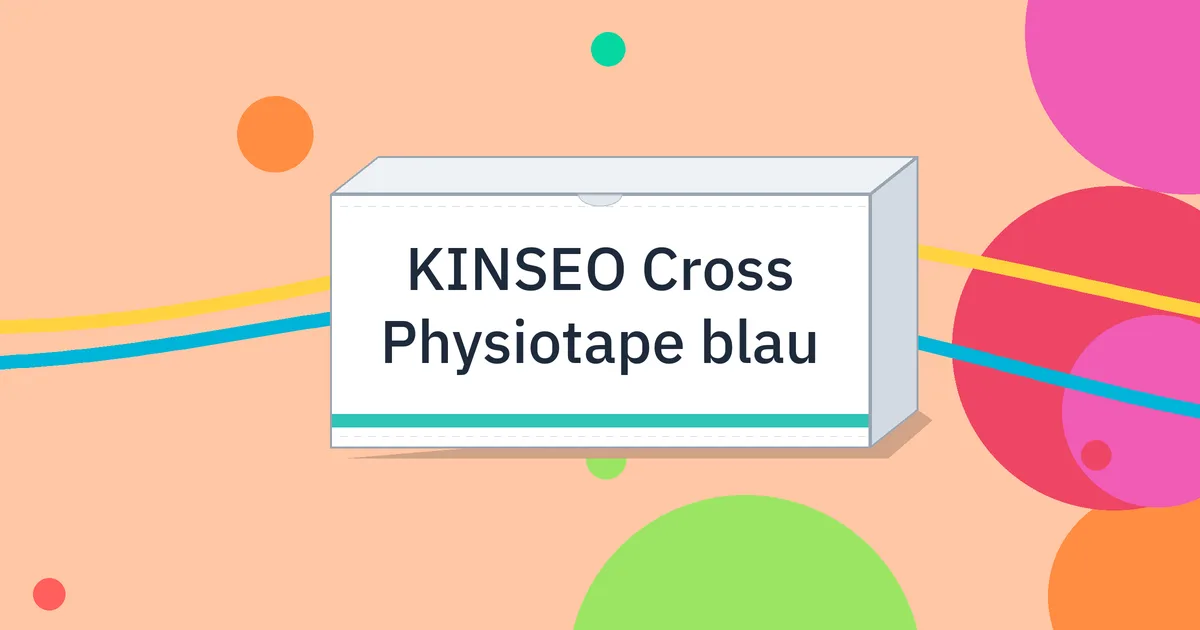 Symbolbild: Packung mit der Aufschrift KINSEO Cross Physiotape blau (PZN 09190226) – Verfügbarkeit und Bezug in Apotheken in Frankfurt am Main