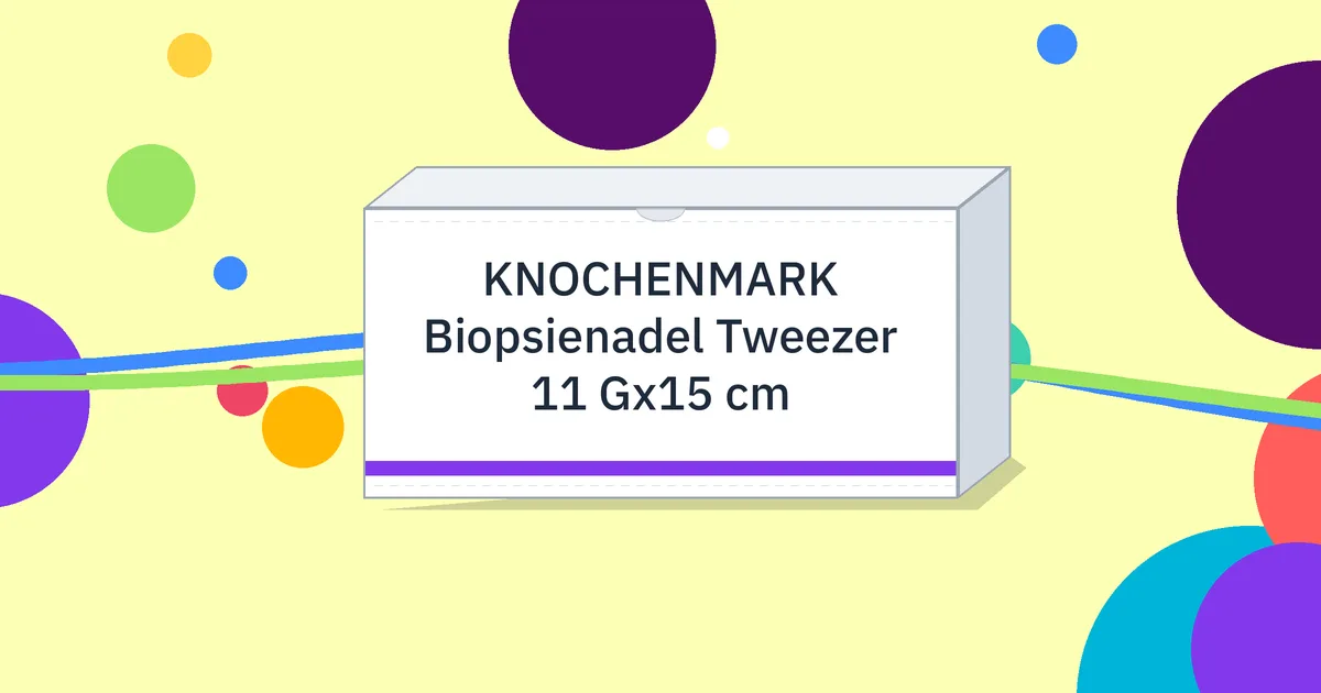 Symbolbild: Packung mit der Aufschrift KNOCHENMARK Biopsienadel Tweezer 11 Gx15 cm (PZN 10914362) – Verfügbarkeit und Bezug in Apotheken in Frankfurt am Main