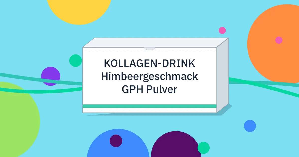 Symbolbild: Packung mit der Aufschrift KOLLAGEN-DRINK Himbeergeschmack GPH Pulver (PZN 20739173) – Verfügbarkeit und Bezug in Apotheken in Frankfurt am Main