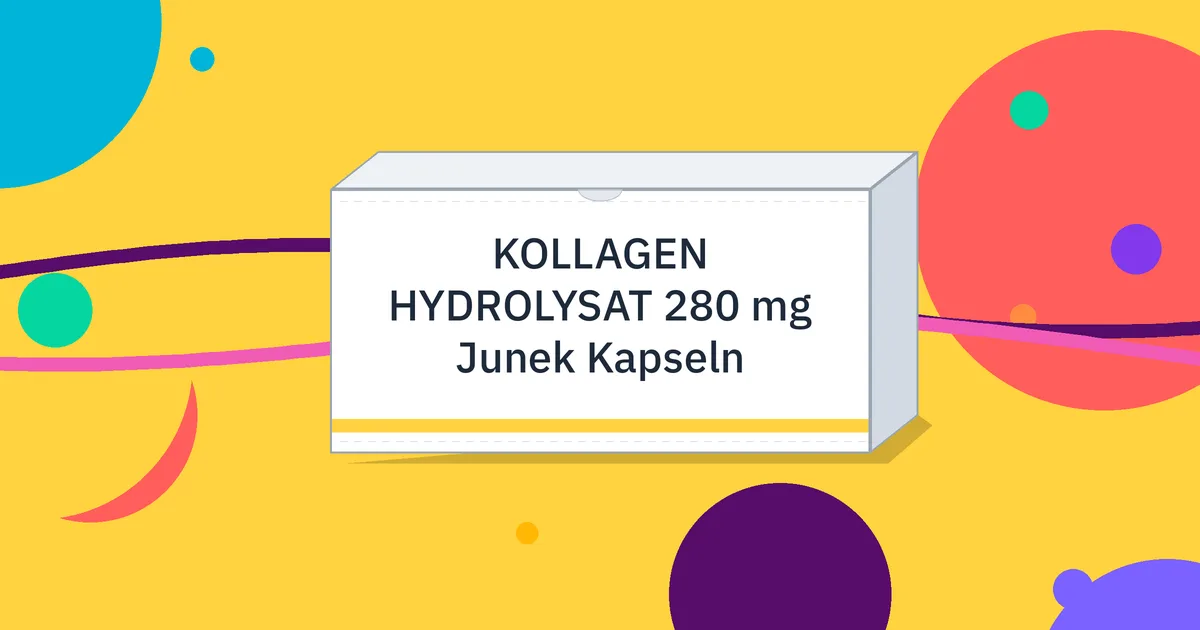 Symbolbild: Packung mit der Aufschrift KOLLAGEN HYDROLYSAT 280 mg Junek Kapseln (PZN 09325063) – Verfügbarkeit und Bezug in Apotheken in Frankfurt am Main