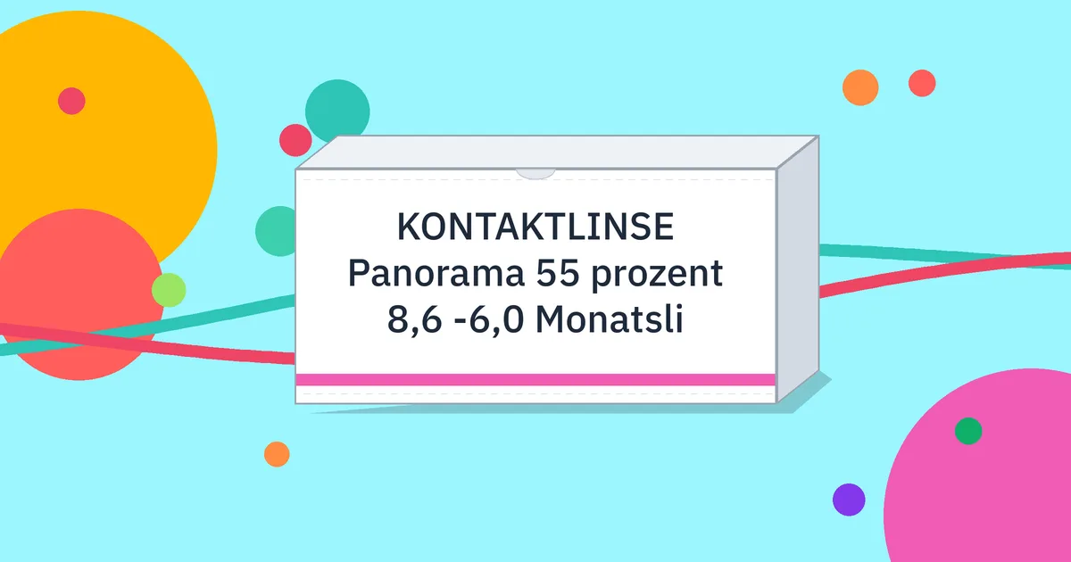 Symbolbild: Packung mit der Aufschrift KONTAKTLINSE Panorama 55 prozent 8,6 -6,0 Monatsli (PZN 00817830) – Verfügbarkeit und Bezug in Apotheken in Frankfurt am Main