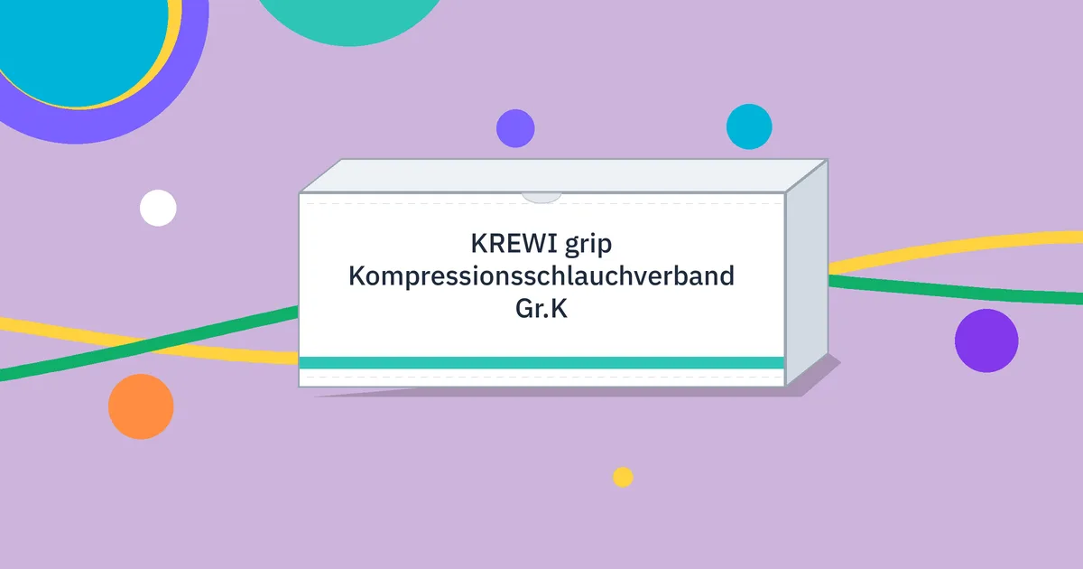 Symbolbild: Packung mit der Aufschrift KREWI grip Kompressionsschlauchverband Gr.K (PZN 03766636) – Verfügbarkeit und Bezug in Apotheken in Frankfurt am Main