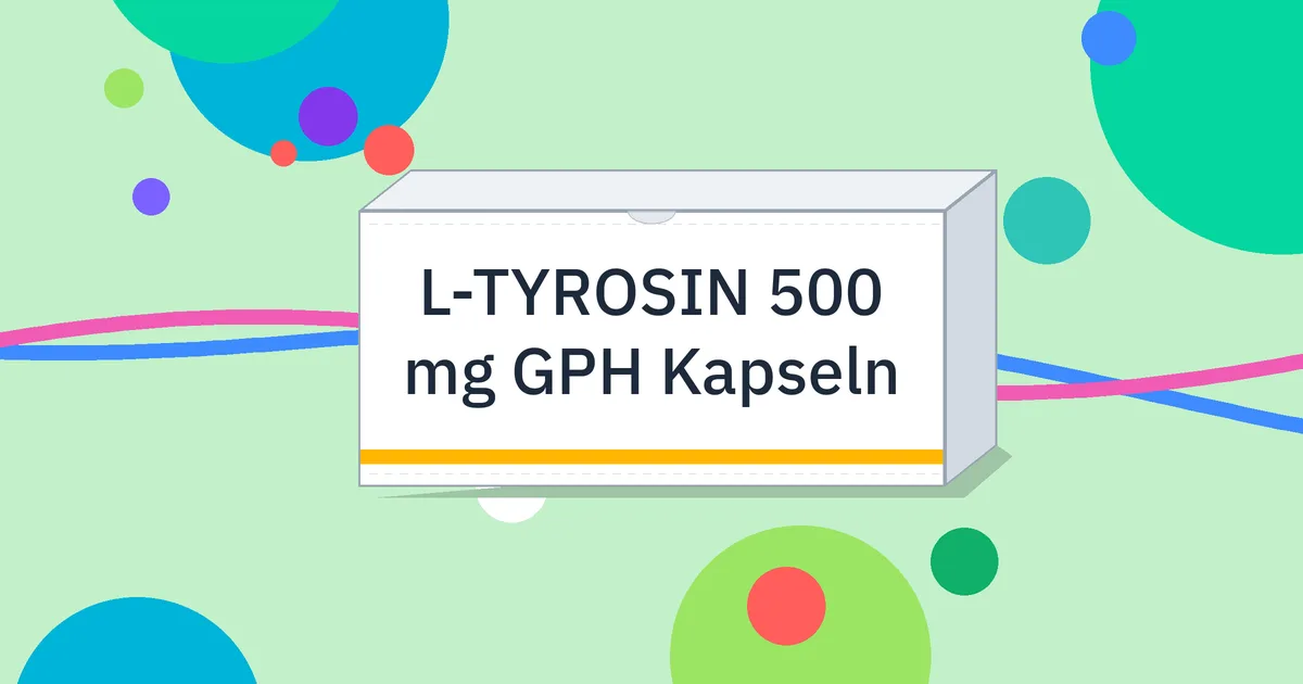 Symbolbild: Packung mit der Aufschrift L-TYROSIN 500 mg GPH Kapseln (PZN 09918892) – Verfügbarkeit und Bezug in Apotheken in Frankfurt am Main