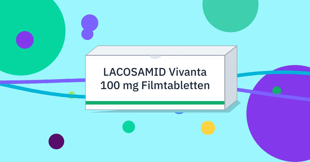Symbolbild: Packung mit der Aufschrift LACOSAMID Vivanta 100 mg Filmtabletten (PZN 18083943) – Verfügbarkeit und Bezug in Apotheken in Frankfurt am Main
