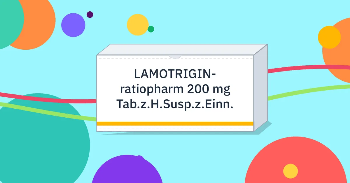 Symbolbild: Packung mit der Aufschrift LAMOTRIGIN-ratiopharm 200 mg Tab.z.H.Susp.z.Einn. (PZN 04624134) – Verfügbarkeit und Bezug in Apotheken in Frankfurt am Main