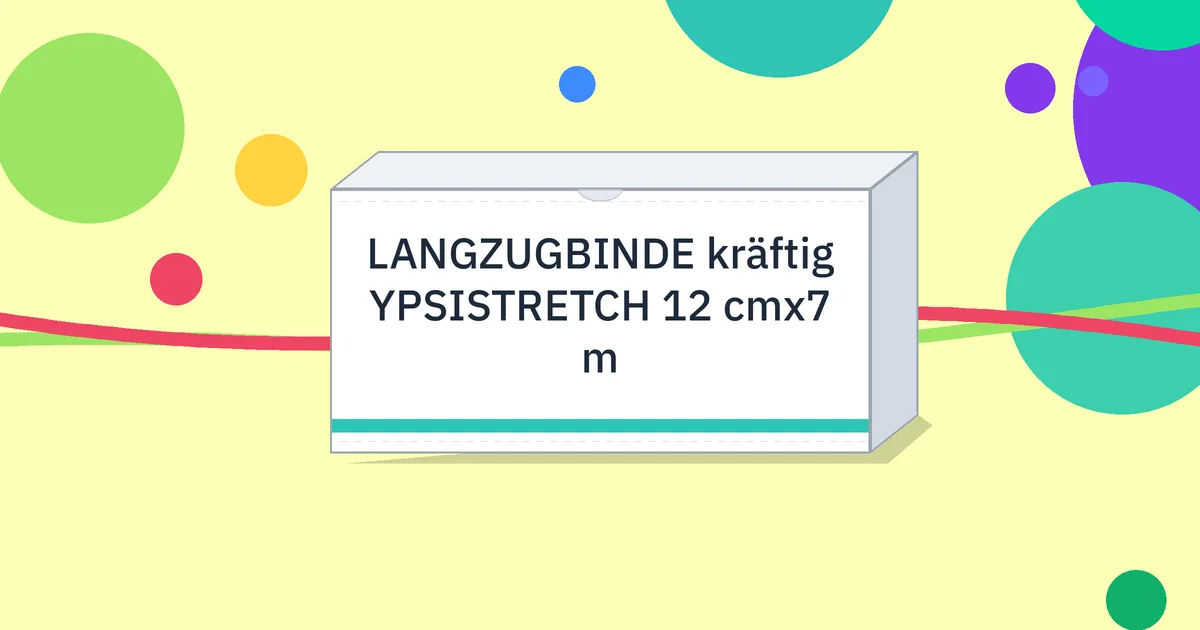 Symbolbild: Packung mit der Aufschrift LANGZUGBINDE kräftig YPSISTRETCH 12 cmx7 m (PZN 06139153) – Verfügbarkeit und Bezug in Apotheken in Frankfurt am Main