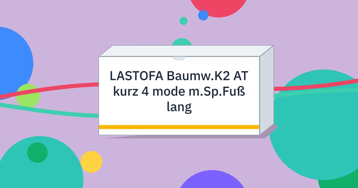 Symbolbild: Packung mit der Aufschrift LASTOFA Baumw.K2 AT kurz 4 mode m.Sp.Fuß lang (PZN 01951312) – Verfügbarkeit und Bezug in Apotheken in Frankfurt am Main