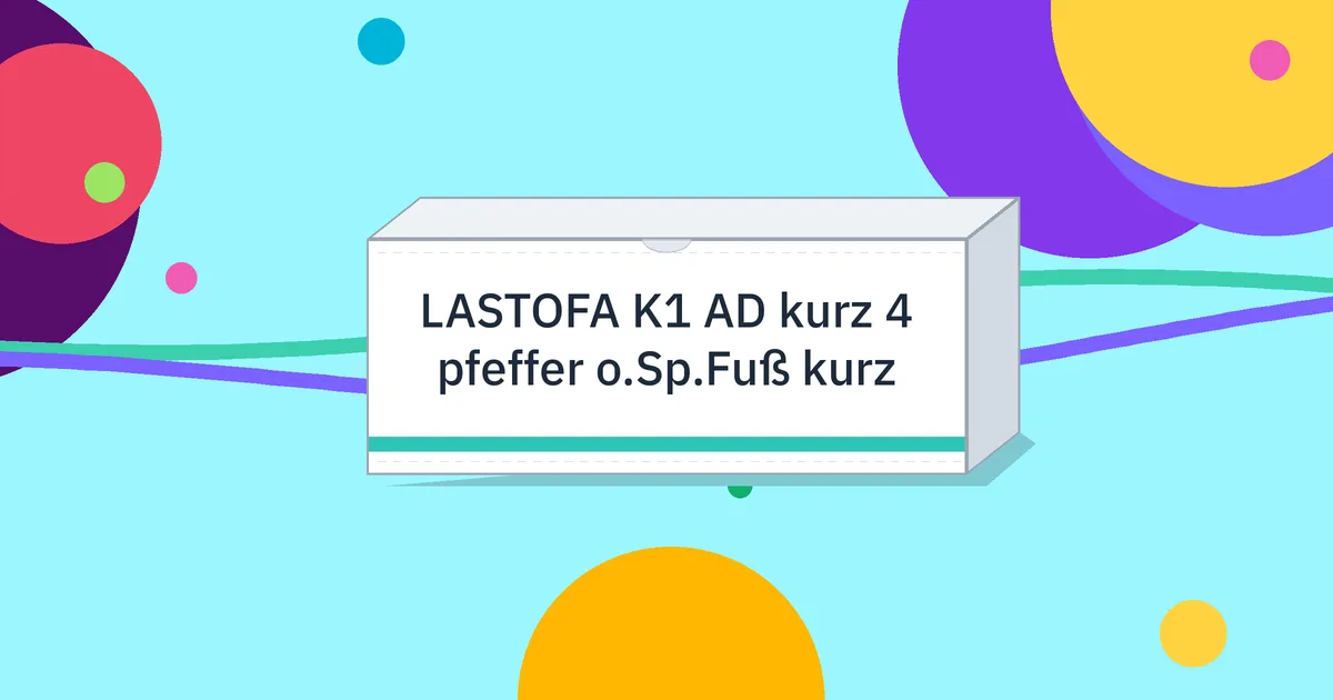 Symbolbild: Packung mit der Aufschrift LASTOFA K1 AD kurz 4 pfeffer o.Sp.Fuß kurz (PZN 13787645) – Verfügbarkeit und Bezug in Apotheken in Frankfurt am Main