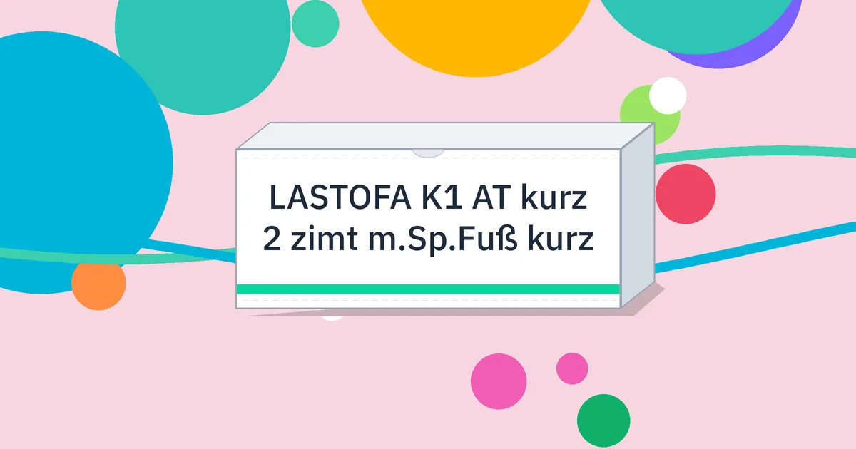 Symbolbild: Packung mit der Aufschrift LASTOFA K1 AT kurz 2 zimt m.Sp.Fuß kurz (PZN 13795455) – Verfügbarkeit und Bezug in Apotheken in Frankfurt am Main