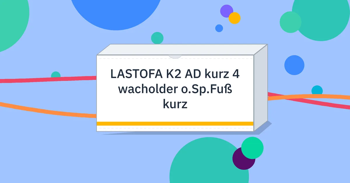 Symbolbild: Packung mit der Aufschrift LASTOFA K2 AD kurz 4 wacholder o.Sp.Fuß kurz (PZN 13800676) – Verfügbarkeit und Bezug in Apotheken in Frankfurt am Main