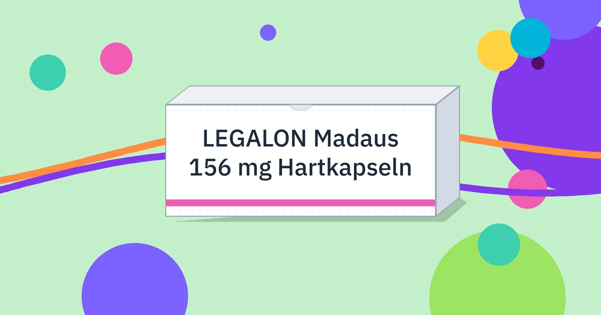 Symbolbild: Packung mit der Aufschrift LEGALON Madaus 156 mg Hartkapseln (PZN 11548178) – Verfügbarkeit und Bezug in Apotheken in Frankfurt am Main