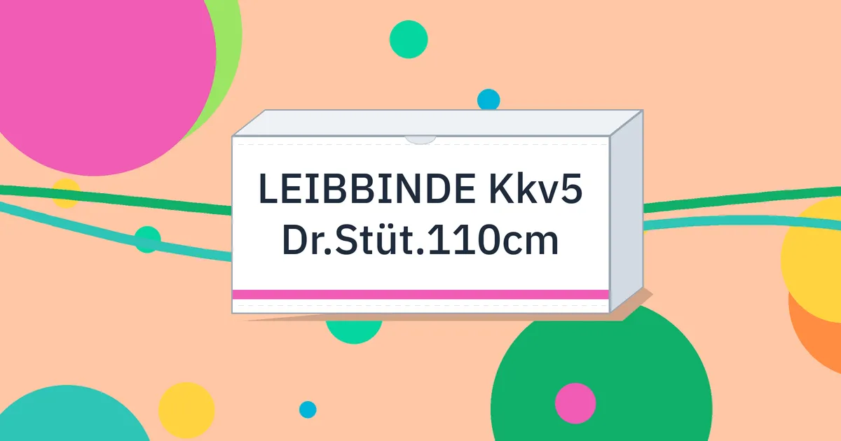 Symbolbild: Packung mit der Aufschrift LEIBBINDE Kkv5 Dr.Stüt.110cm (PZN 01732202) – Verfügbarkeit und Bezug in Apotheken in Frankfurt am Main