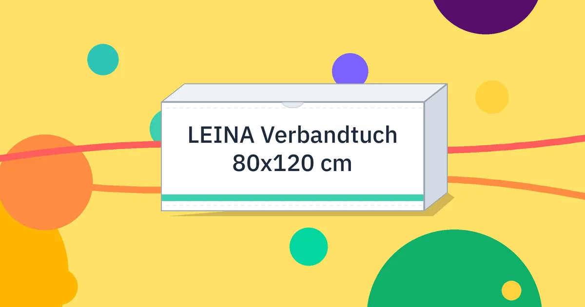 Symbolbild: Packung mit der Aufschrift LEINA Verbandtuch 80x120 cm (PZN 08716583) – Verfügbarkeit und Bezug in Apotheken in Frankfurt am Main