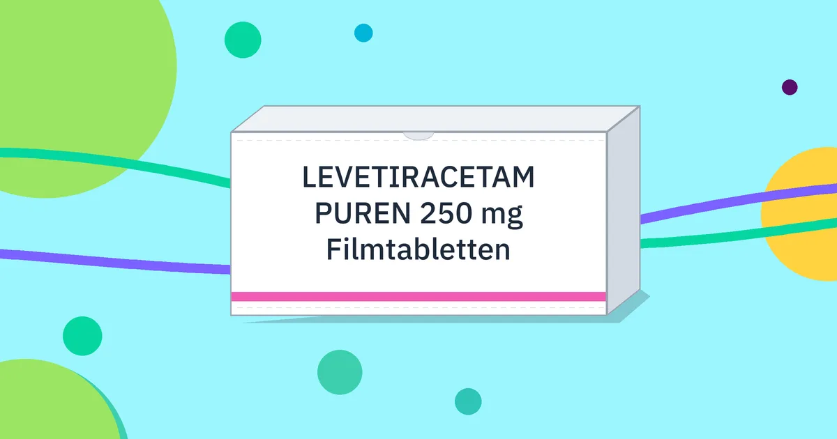 Symbolbild: Packung mit der Aufschrift LEVETIRACETAM PUREN 250 mg Filmtabletten (PZN 12532050) – Verfügbarkeit und Bezug in Apotheken in Frankfurt am Main