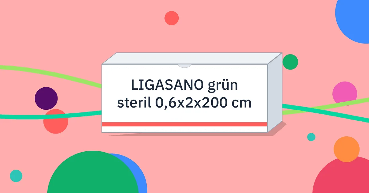 Symbolbild: Packung mit der Aufschrift LIGASANO grün steril 0,6x2x200 cm (PZN 20101884) – Verfügbarkeit und Bezug in Apotheken in Frankfurt am Main