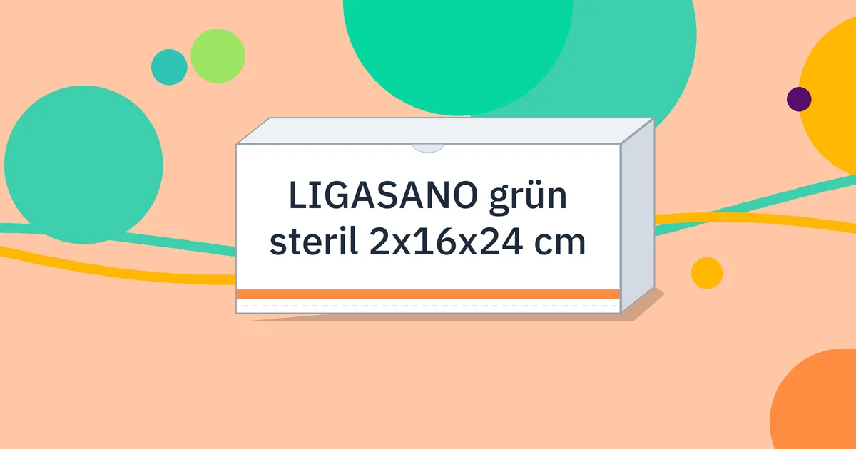 Symbolbild: Packung mit der Aufschrift LIGASANO grün steril 2x16x24 cm (PZN 17251930) – Verfügbarkeit und Bezug in Apotheken in Frankfurt am Main