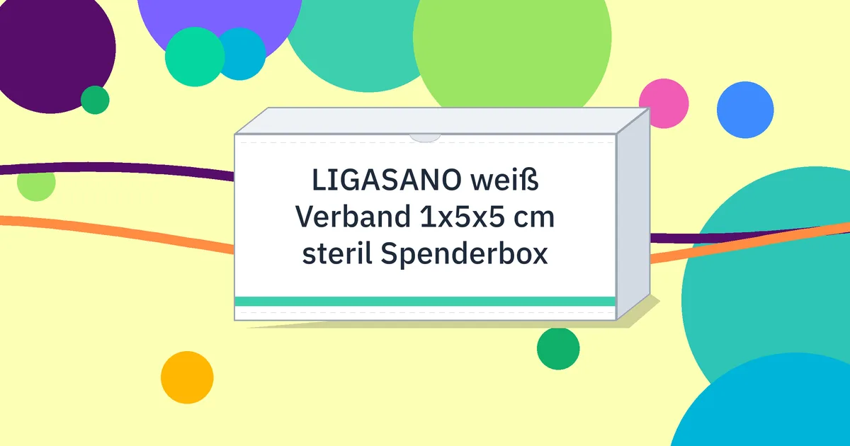 Symbolbild: Packung mit der Aufschrift LIGASANO weiß Verband 1x5x5 cm steril Spenderbox (PZN 19081171) – Verfügbarkeit und Bezug in Apotheken in Frankfurt am Main