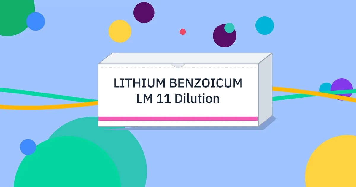 Symbolbild: Packung mit der Aufschrift LITHIUM BENZOICUM LM 11 Dilution (PZN 13531503) – Verfügbarkeit und Bezug in Apotheken in Frankfurt am Main