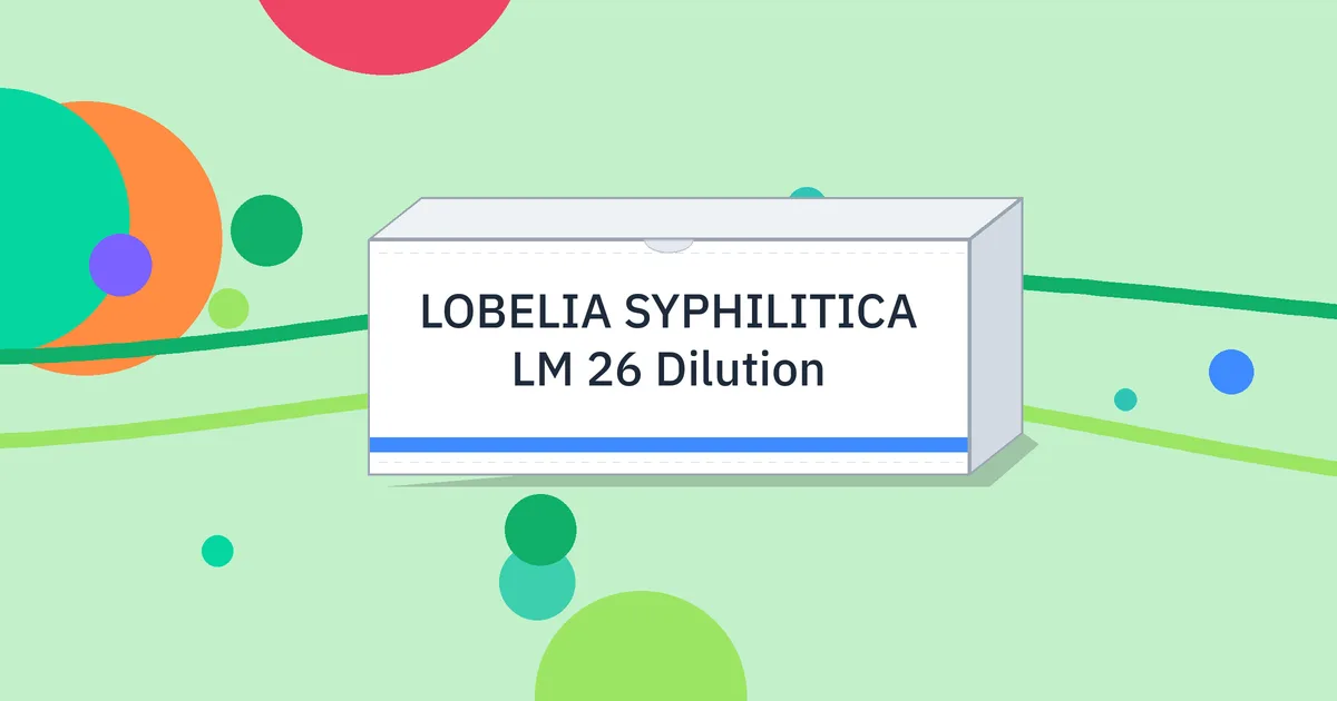 Symbolbild: Packung mit der Aufschrift LOBELIA SYPHILITICA LM 26 Dilution (PZN 13534938) – Verfügbarkeit und Bezug in Apotheken in Frankfurt am Main