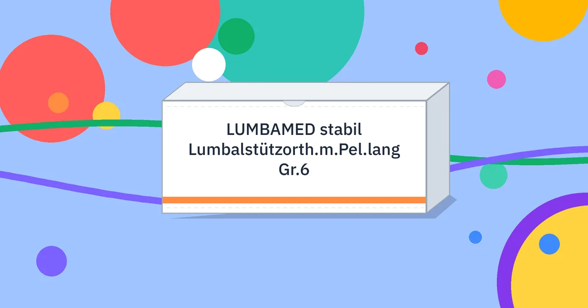 Symbolbild: Packung mit der Aufschrift LUMBAMED stabil Lumbalstützorth.m.Pel.lang Gr.6 (PZN 04156147) – Verfügbarkeit und Bezug in Apotheken in Frankfurt am Main