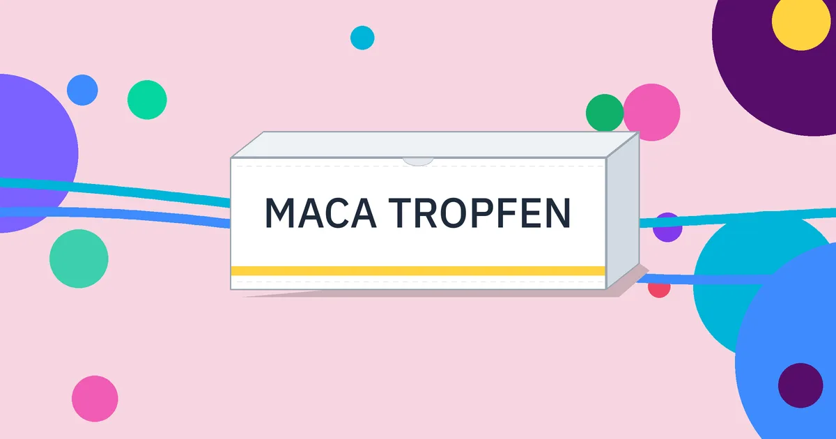 Symbolbild: Packung mit der Aufschrift MACA TROPFEN (PZN 16396750) – Verfügbarkeit und Bezug in Apotheken in Frankfurt am Main
