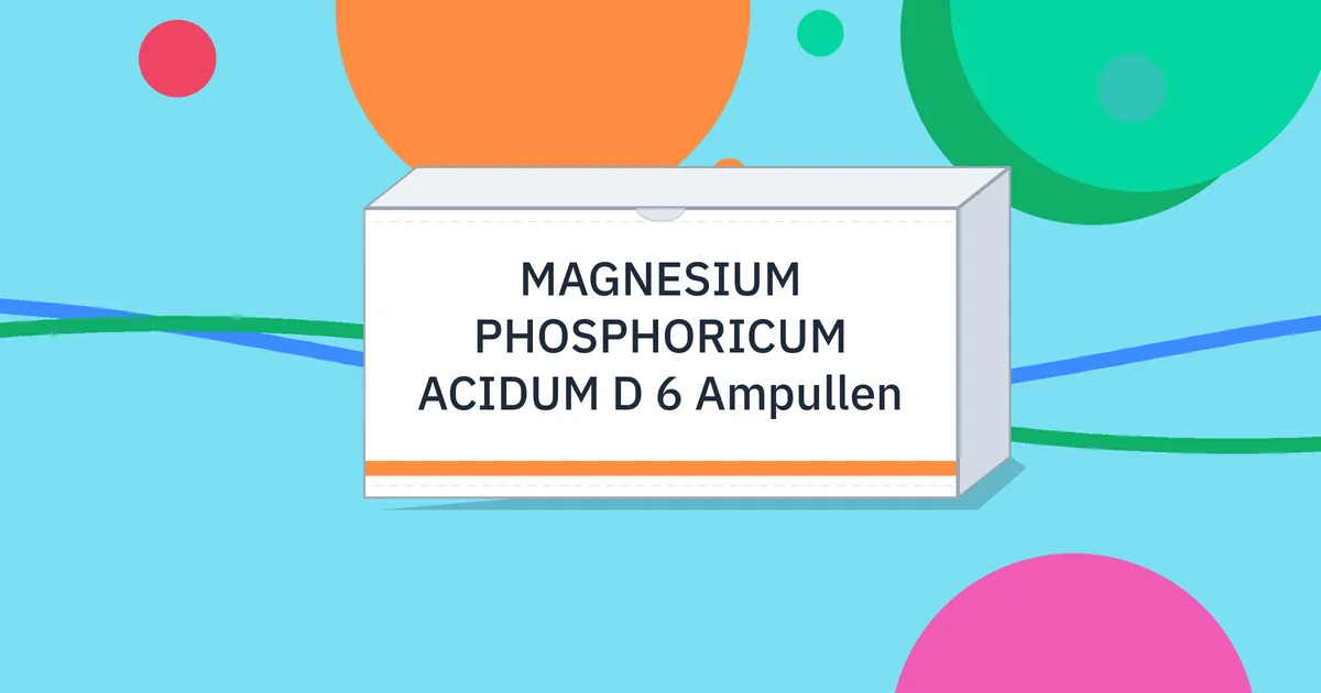 Symbolbild: Packung mit der Aufschrift MAGNESIUM PHOSPHORICUM ACIDUM D 6 Ampullen (PZN 01623921) – Verfügbarkeit und Bezug in Apotheken in Frankfurt am Main