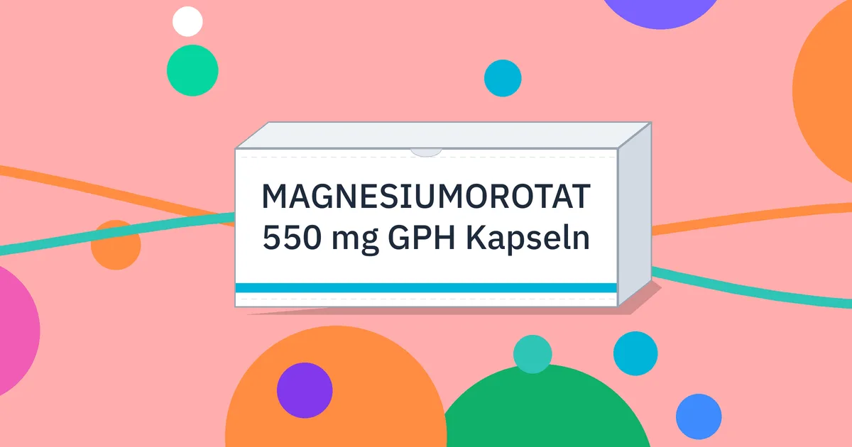 Symbolbild: Packung mit der Aufschrift MAGNESIUMOROTAT 550 mg GPH Kapseln (PZN 11176989) – Verfügbarkeit und Bezug in Apotheken in Frankfurt am Main