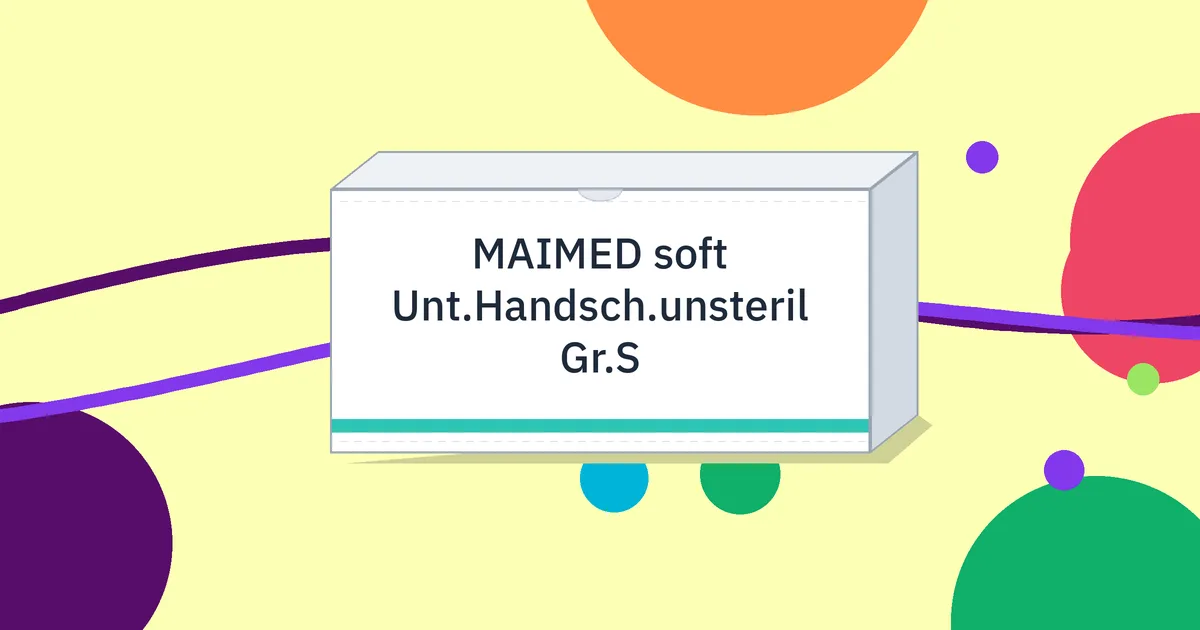 Symbolbild: Packung mit der Aufschrift MAIMED soft Unt.Handsch.unsteril Gr.S (PZN 00350881) – Verfügbarkeit und Bezug in Apotheken in Frankfurt am Main
